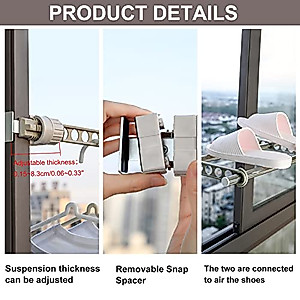 AHANDMAKER 2 Sets Portable Clothes Drying Rack Hangers with 8 Hanging Holes, Window Frame Clothes Hanger for Traveling, Multi Functional Space Saver Clothes Rack, Grey