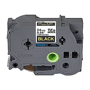 Brother Tze354 Tze Standard Adhesive Laminated Labeling Tape, 1-Inch W, Gold On Black