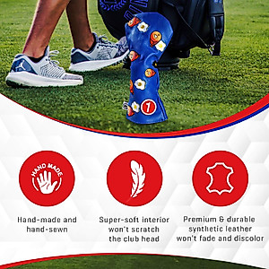 Pins & Aces Golf Co. Ham & Eggs Driver Wood Head Cover - Premium, Hand-Made Leather 1W Headcover - Funny, Tour Quality Golf Club Cover - Style and Customize Your Golf Bag (Driver)