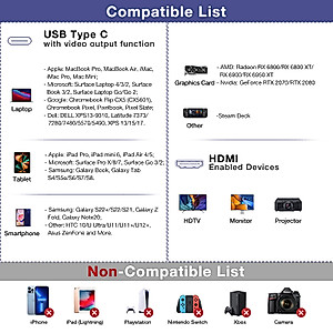 USB C to HDMI 2.1 Adapter, 8K@60Hz USB-C Female to HDMI Male Converter(Unidirectional Transmission), Support 8K, 4K@120Hz, 2K@240Hz, Type C Thunderbolt 3/4 Compatible for Steam Deck, MacBook, iPad Pro