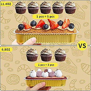 HEYYUMI 11.4oz Mini Loaf Pans with Lids and Spoons 40 Pack, Aluminum Foil Narrow Cake Pans,Rectangle Baking Pans,Cupcake Cups Muffin Tins,Disposable Ramekins Containers for Mini Bread Brownie - Gold