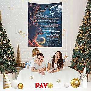 2022 Dad Gifts to My Dad from Daughter Wolf Ultra Soft Fleece Throw Blankets for Couch Bedroom Sofa Best Dad Gifts, Birthday Gifts, Thanksgiving, Anniversary, for Men 50 x 60 in