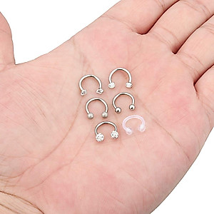 Ocptiy 16G Septum Ring Piercing Jewelry for Women 16 Gauge Stainless Surgical Steel Horseshoe Septum Nose Eyebrow Lip Ring Helix Tragus Cartilage Daith Rook Earring Hoop Piercin Jewelry Men Women 8mm
