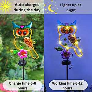 Siegaoo Owl Decorative Solar Light Garden Decor Landscape Path Lights for Outside Yard Patio 41.5" Waterproof Pathway Lawn Art Outdoor Figurine Light Solar Powered Garden Stakes Birthday Present Gift