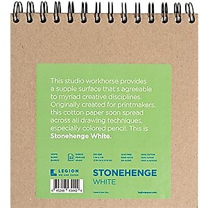 Legion Stonehenge Wired Pad, Cotton Deckle Edge Paper, 7 X 7 inches, White, 32 Sheets