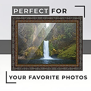 27x40 Frame Black and Gold Ornate Fitz Solid Wood Picture Frame Width 2 Inches | One Sheet Movie Poster Frame | Fitz Black Traditional Photo Frame Complete with UV Acrylic, Foam Board Backing &