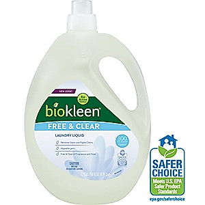 Biokleen Free & Clear Natural Liquid Laundry Detergent, Plant-Based, Unscented, Ultra-Concentrated - 300 Loads