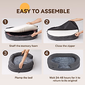 Miorun Dog Bed for Medium Dogs, Orthopedic Washable Oval Dog Couch Bed with Sides Soft Calming Sleeping Puppy Bed Durable Pet Cuddler with Anti-Slip Bottom, M