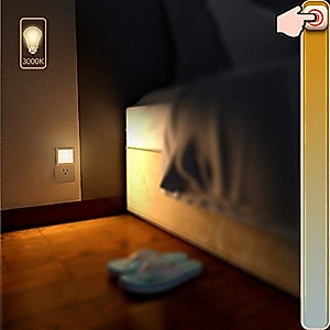 MAZ-TEK Plug-in Led Night Light with Auto Dusk to Dawn Sensor,Adjustable Brightness Warm White Lights for Hallway,Bedroom, Kids Room, Kitchen, Stairway, 2 Pack