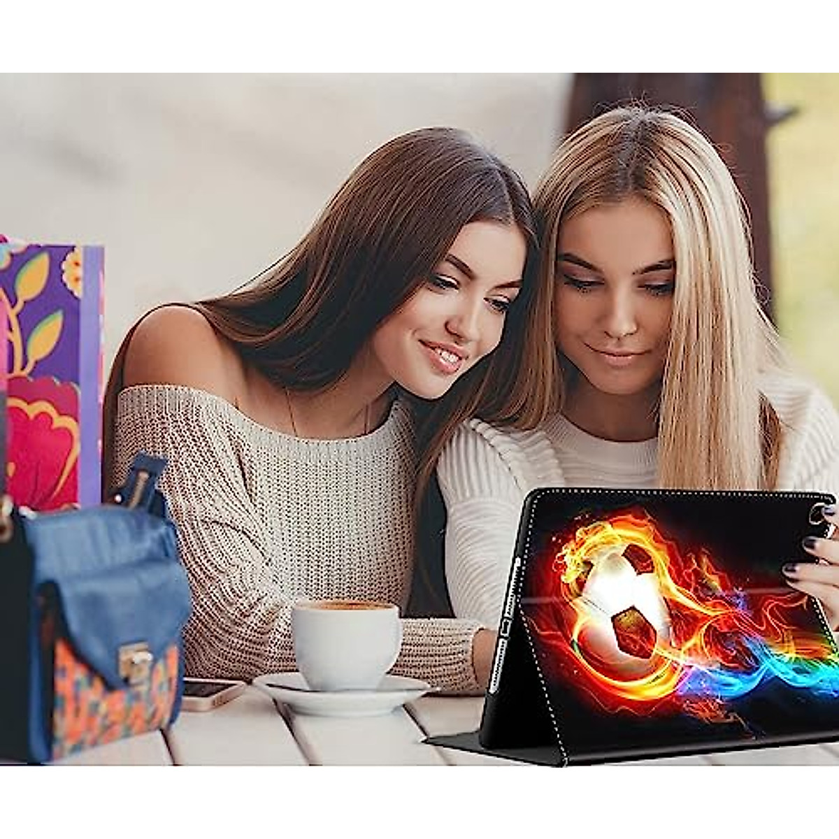 Case for iPad Pro 11 Inch 4th/3rd/2nd/1st Generation 2022/2021/2020/2018, Multi-Angle Smart Stand Cover Auto Sleep/Wake Fit iPad Air 4/5，Color Flame Soccer
