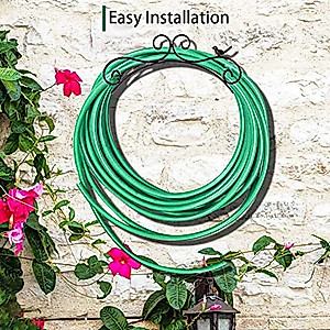 ZJHSXDR Hose Holder, Heavy Duty Metal Hose Hanger Wall Mount, Hook for Garden Hose/Expandable Hose/Hose Reel/Water Hose (Black，2 PCS)