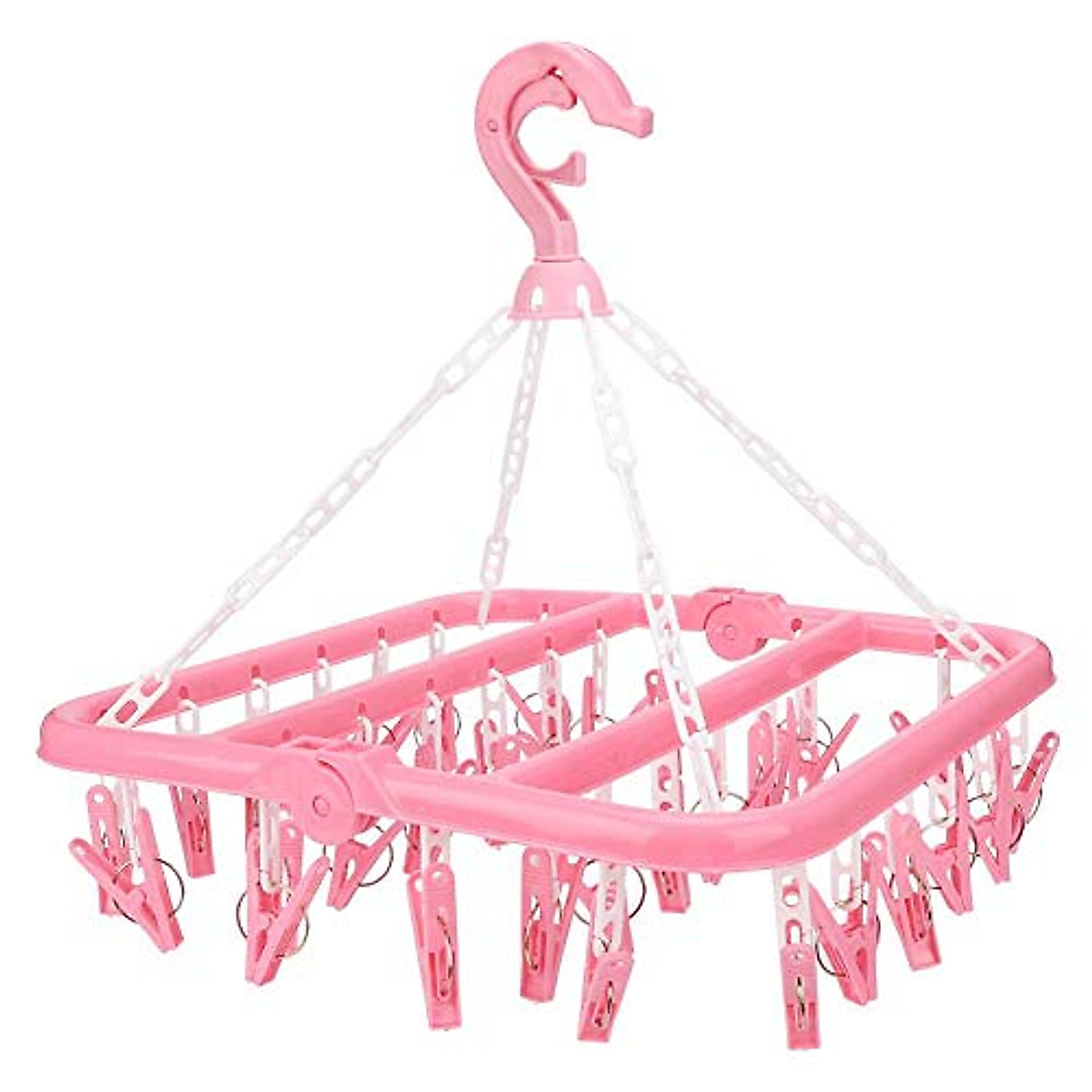 Clip and Drip Hanger, Multi-Function Clip and Drip Drying Rack, Household Tools Clothes Drying Racks for Socks for Underwear(Pink)