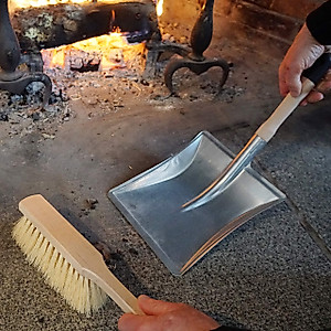 Kings County Tools Fireplace Brush and Scoop Cleaning Set | 13.5" Long Fireplace Broom and 8" Wide Steel Fireplace Shovel | Wooden Handles with Easy Hang Holes