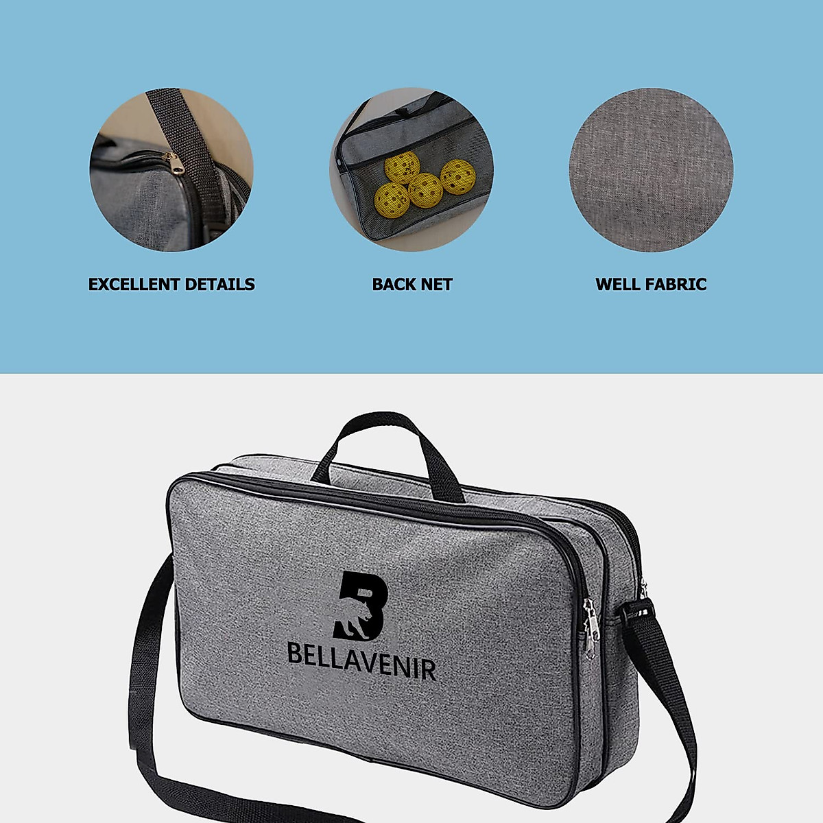 Bellavenir Graphite Pickleball Paddle Set of 4 Fiberglass Racket,4 Grip Tape,4 Ball in Big Storage Bag,Beginner Friendly