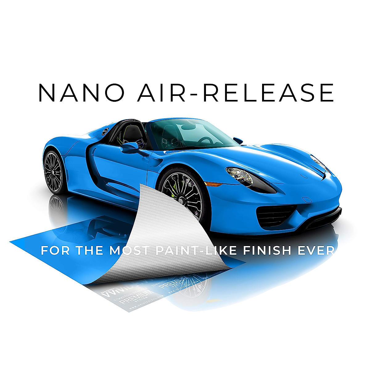 VViViD+ Ultra Gloss Smurf Blue Vinyl Car Wrap Premium Paint Replacement Film Roll with Nano Air Release Technology, Stretchable Protective Cap Liner, Self Adhesive, Indoor Outdoor (1ft x 5ft)