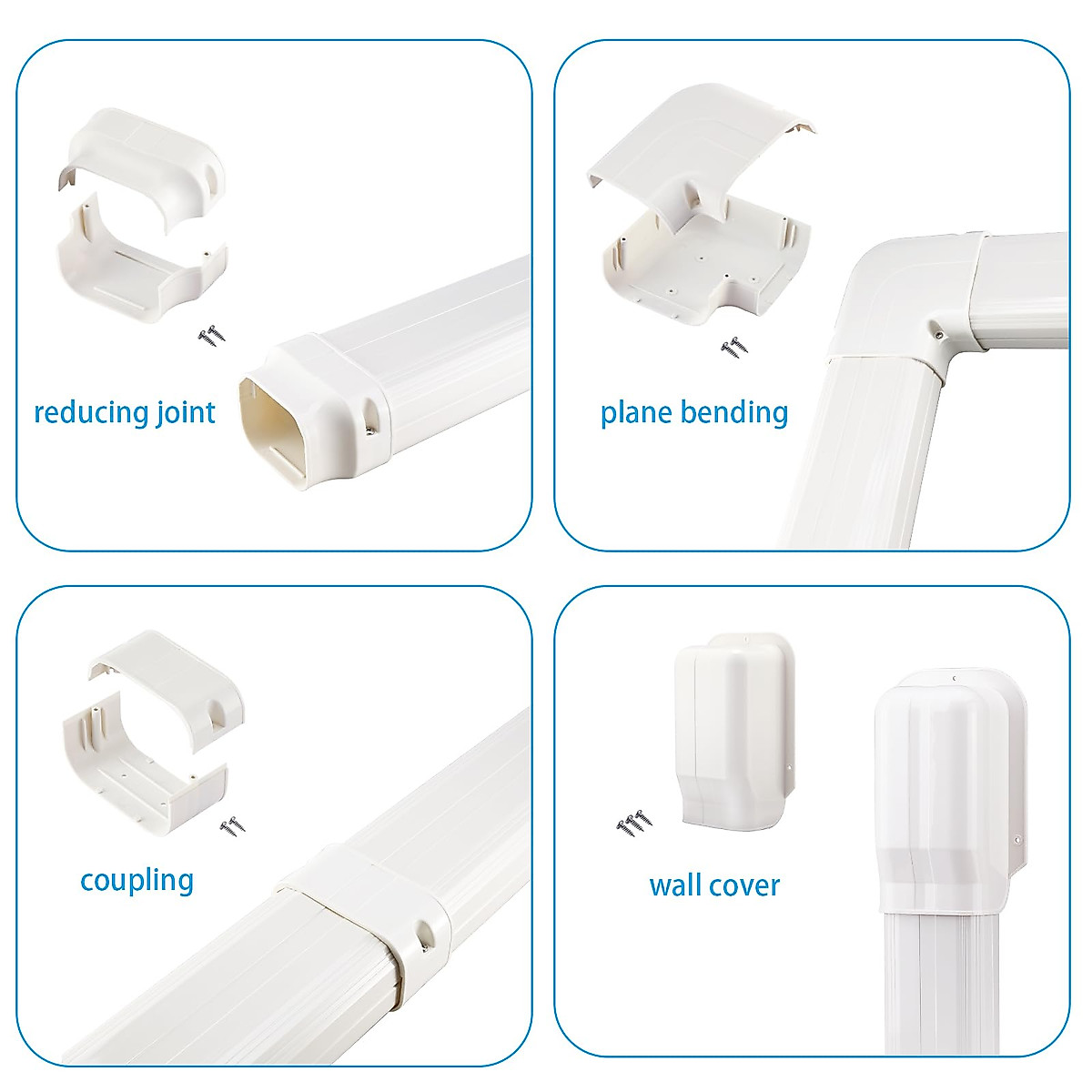 GUYAAC 11Ft Decorative PVC 4" Line Set Cover Kit 11Ft For Mini Split Air Conditioners And Central Air Conditoner&Heat Pumps Line Set Cover Kit