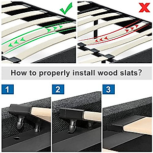 IYEE NATURE Full Size Platform Bed Frame with Headboard and Wood Slat Support, Full Bed for Large Storage Space/Mattress Foundation/No Box Spring Needed/Easy Assembly, Grey