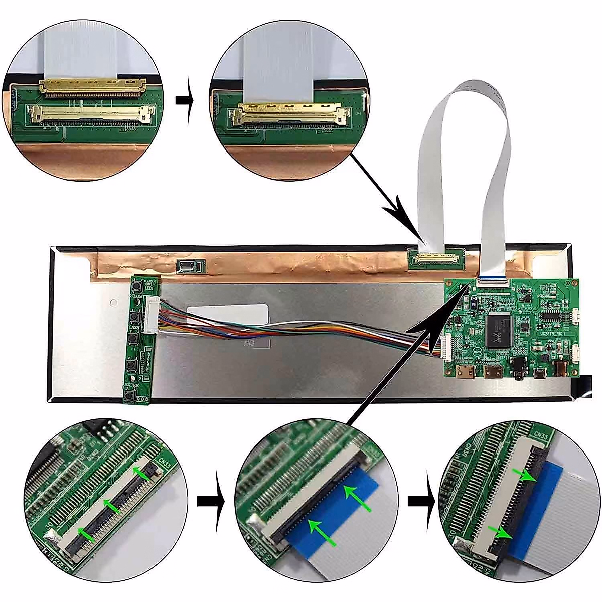 VSDISPLAY 12.6" NV126B5M-N41 12.6inch 1920X515 LCD Screen Work with 2 HD-MI Mini LCD Controller VS-RTD2556HM-V1