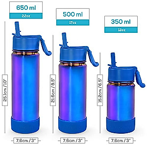 CHILLOUT LIFE 22 oz Kids Insulated Water Bottle for School with Straw Lid Leakproof and Cute Waterproof Stickers, Personalized Stainless Steel Thermos Flask Metal Water Bottle, Frozen Slushy