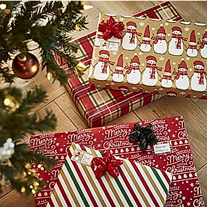 American Greetings Christmas Wrapping Paper Kit - 4 Traditional Rolls with Gridlines, 7 Bows and 30 Gift Tags (41-Count, 120 sq. ft.)