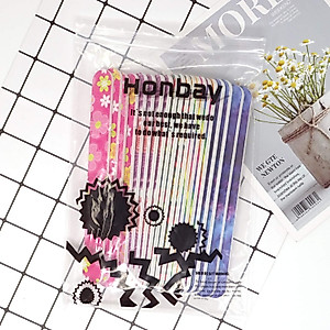 Honbay 20PCS Double Sided Nail Files Emory Boards for Home and Professional Salon Use (150/150 Grit) - Random Color