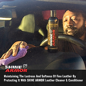 SHINE ARMOR Leather Cleaner Conditioner & Protector for Car Interior Apparel Furniture Auto Interiors Shoes Bags Purses Sofas Car Seats Steering Wheel 8 Fl Oz