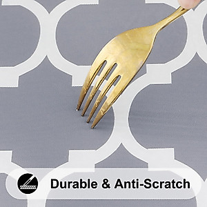 smiry Rectangle Picnic Tablecloth, Waterproof Elastic Fitted Table Covers for 4 Foot Tables, Wipeable Flannel Backed Vinyl Tablecloths for Camping, Indoor, Outdoor (Grey Morocco, 30x48 Inches)