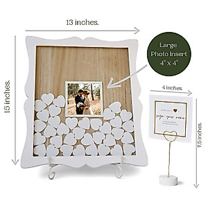 Wedding Guest Book Alternatives | Drop Top Frame 85 hearts | Large photo insert | Unique guestbook alternatives baby shower | guest book alternatives birthday party | retirement | funeral guest book