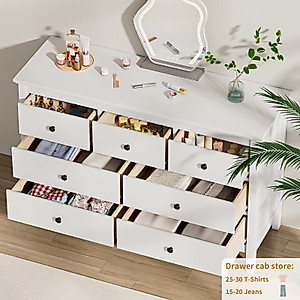 CARPETNAL White Dresser for Bedroom, 7 Drawer Dresser with Wide Drawers and Metal Handles, Woode Dressers & Chests of Drawers for Hallyway, Entryway.