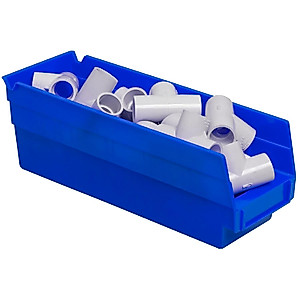 Akro-Mils 30120 Plastic Nesting Shelf Bin Box, (12-Inch x 4-Inch x 4-Inch), Blue, (24-Pack)