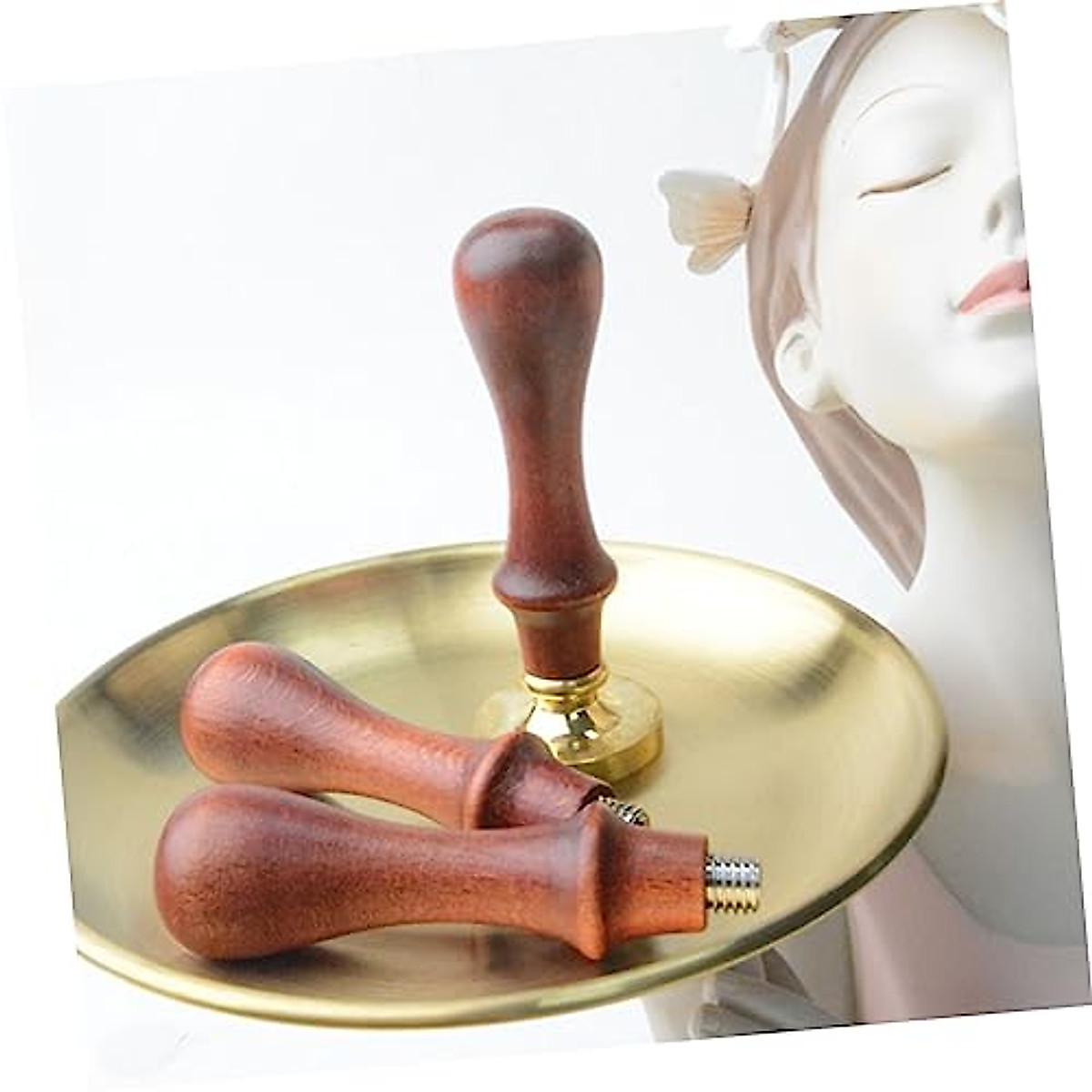 VILLCASE 3Pcs Wooden Handle Wedding invites Wooden Stamps Wedding Scrapbook Seal Stamp Head Replacement Wax Envelope Seal Handle Wax Stamp Replacement Heads Wedding Stamp Handle Beech die