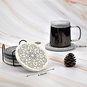 Coasters for Drinks Absorbent with Storage Bracket, Sets of 6 Handmade Braided Woven Coasters for Coffee Table Wooden Table, Great Home Decor Gift