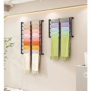 LXLZYXSF Wall Mount Commercial Towels Rack Scarves Holder, Iron Shawls Organizer Shelf, 5/9 Layers Pants Rack for Accessory Shop (Color : Black, Size : 60x120cm-9 Tier)