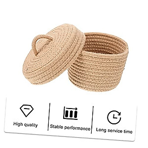 TOYANDONA Storage Basket Tray Decor Book Decorations Baby Basket Woven Toy Bin Storage Baskets with Lids Cotton Rope Woven Basket Cotton Rope Brown Tabletop Basket Desktop Storage Basket Key