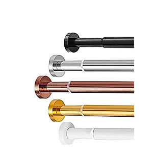 No Drilling Bathroom Clothes Rail Adjustable Tension Spring Pole High-Carbon Steel Extendable Shower Curtain Rod,Mahogany- 160~210cm (Color : White, Size : 150~260cm)
