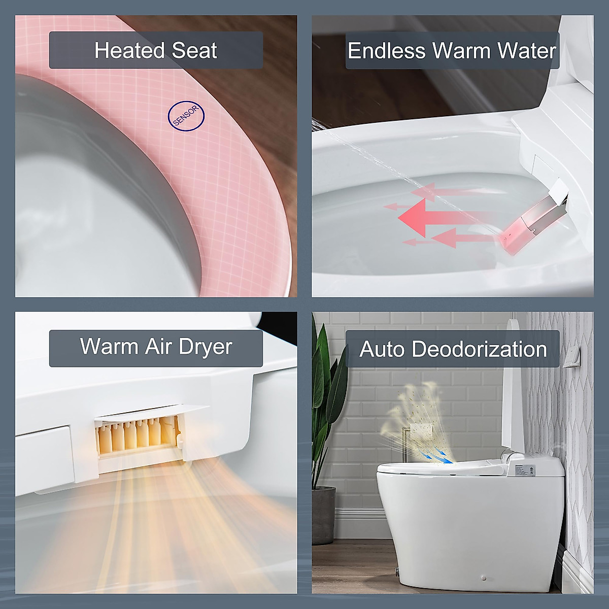 Casta Diva Smart Toilet with Tank and Bidet Built-in Quiet Powerful Auto Flushing Auto Open/Close 1.06GPF Toilets for Bathrooms with Low Water Pressure