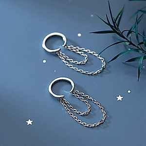 Reffeer Solid 925 Sterling Silver Cuff Earrings Chain for Women Cartilage Wrap Earrings Helix Cuffs (A-Silver)