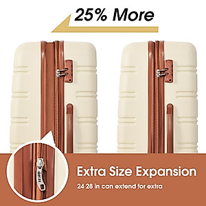 Merax Luggage sets of 3 Piece Carry on Luggage Airline Approved,Hard Case Luggage Expandable Checked Luggage Suitcase Set with Wheels(White)