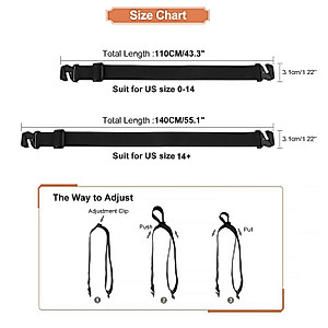 JASGOOD No Show Invisible Women Belt Elastic Stretch Adjustable No Show Web Belt (Suit for US size 0-14, Black)