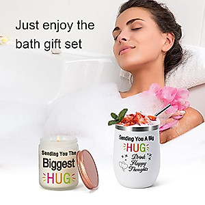 Thinking of You Gifts - Send A Big Hug Scented Candle Set & Insulated Tumbler, Feel Better Cheer Up Get Well Soon Gifts for Women, After Surgery Gift, Inspirational Candles, Grieving, Condolence, 7 oz