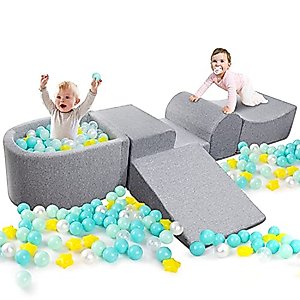 Auksay Climbing Toys for Toddlers,Soft Foam Climbing Blocks for Toddlers,Baby Toddler Climbing Toys Indoor for Crawling and Sliding,Kids Nugget Couch Play Equipment with Foam Ball Pit(Balls not Incl)