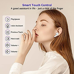 AITYYOX Wireless Earbuds 5.1 Bluetooth Earphones in Ear IPX5 Waterproof with Touch Control, 30 Hrs Playback with Charging Case, Power Display,Ear Buds with Mic for Sports, Android,iPhone, PC (White)
