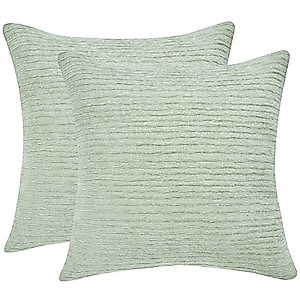 WLNUI Sage Green Pillow Covers 18x18 Inch Set of 2 Luxurious Chenille Decorative Throw Pillow Covers for Couch Sofa Bed Living Room Farmhouse Decorations