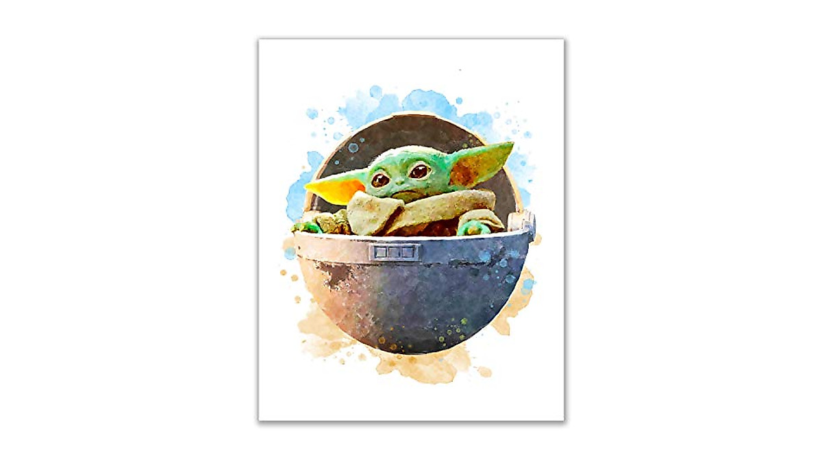 Baby Grogu Mandalorian Wall Art Set - 6 Prints for Star Wars Fans