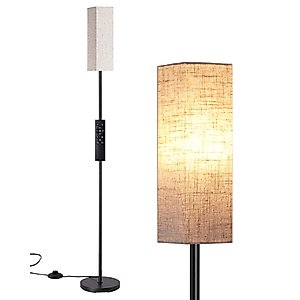 EDISHINE Modern Corner Floor Lamp, 65" Minimalist Pole Lamp with Remote, Dimmable Tall Reading Light for Living Room, Bedroom, Office, 9W LED Bulb Included (Black)