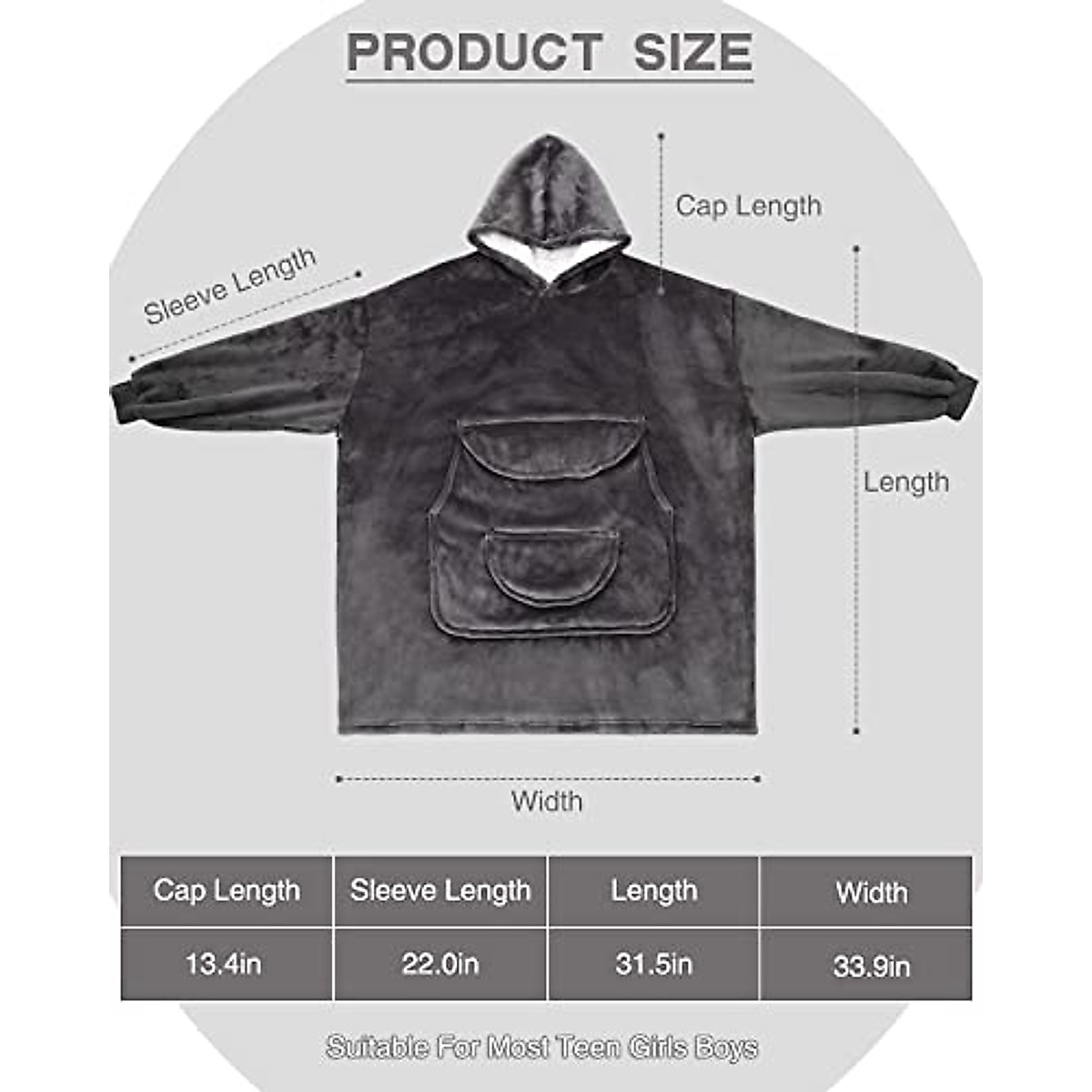 SHEJIZE Oversized Wearable Blanket Hoodie for Adults Sherpa Sweatshirt Hooded Sweatshirt Lounging Blanket Pullover