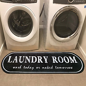 USTIDE Black and White Laundry Mats, Non Skid Washable Laundry Room Rug Runner, Thick Comfort Laundry Mat for Laundry Room, 19.7X51.2Inch - Vintage