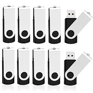 KOOTION 10 X 16 GB USB Flash Drive USB 2.0 Thumb Drive Memory Pen Stick Jump Drive Keychain Design Zip Drives Bulk (Black)
