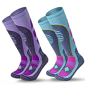 AII 2 pairs Athlete High Performance Unisex Knee Length Ski Socks For Men and Women, Winter Performance Socks，Snowboard socks