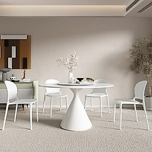 LESHI Dining Chair Modern Kitchen Dining Room Chairs Minimalist Style Creative Design- Set of 2, Premium Plastic, White